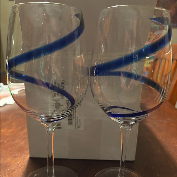 Pier 1 | Dining | Elegant Pier One Swirline Cobalt Water Goblet Swirl ...